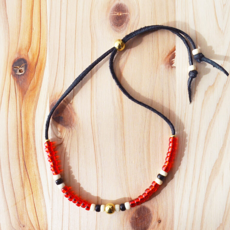 Japanese Beads Bracelet 5mm Red/Off-White/Black - Kobashi Studio